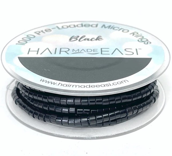 Hair Made Easi Silicone lined Pre-Loaded Micro Rings, Black (1000 ...